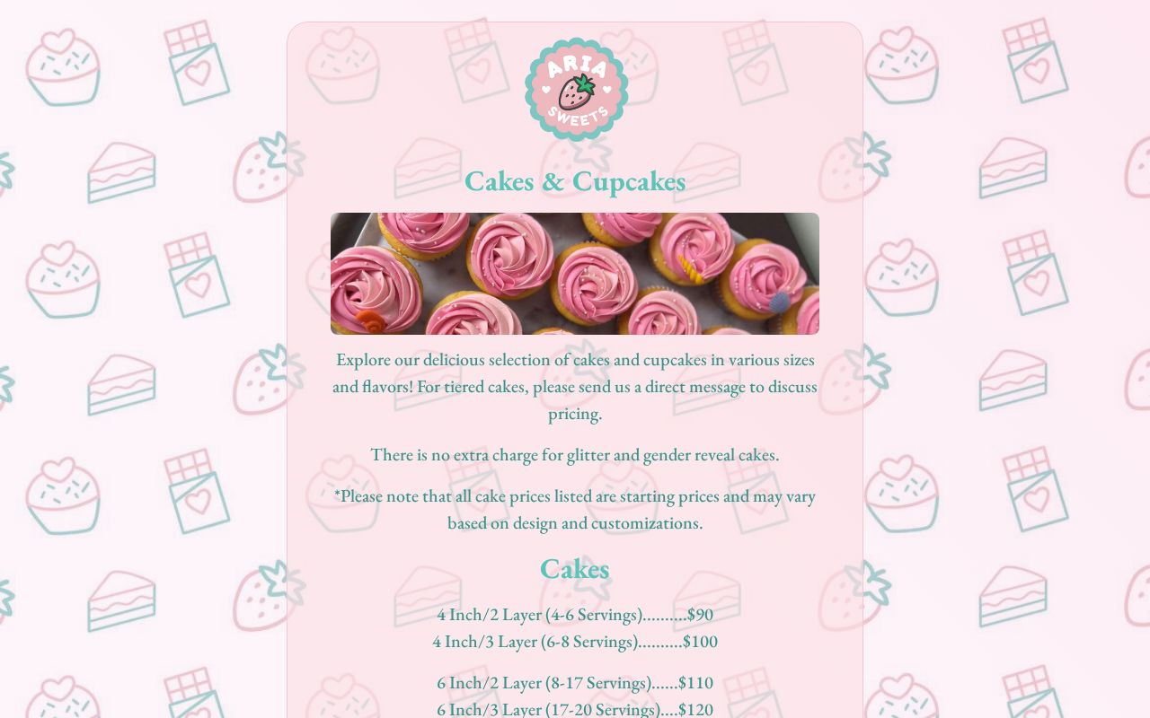 Aria Sweets Cake Prices